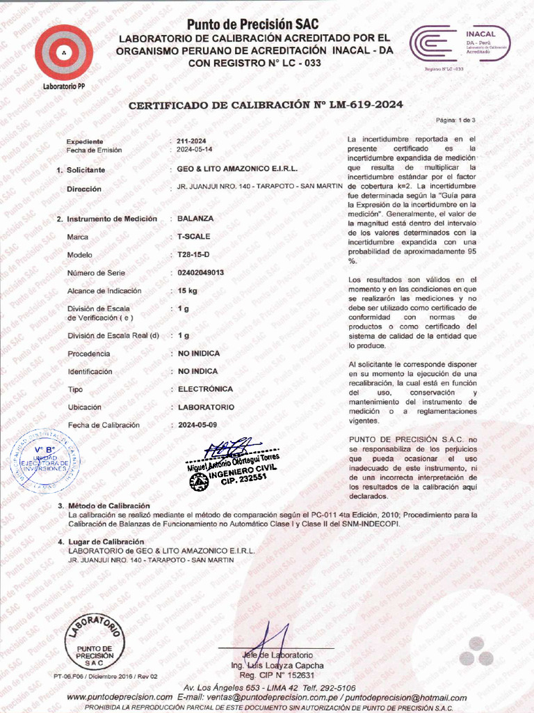 Certificado de calibracion_compressed (1) | PDF | Calibración | Exactitud y precisión