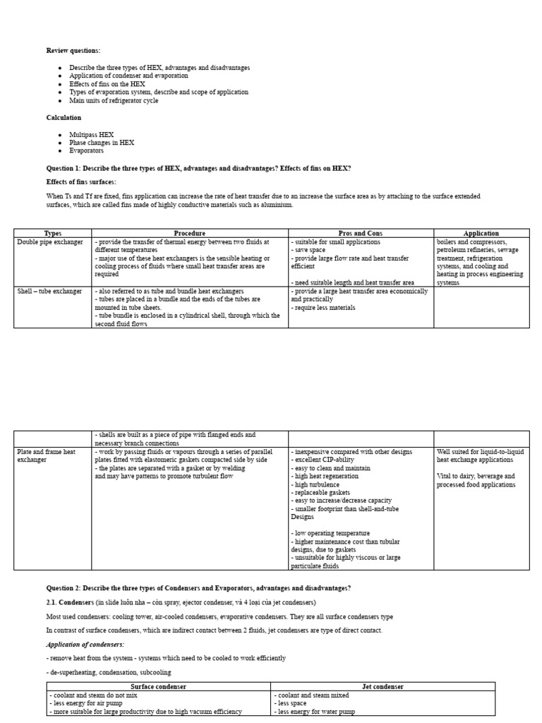 FoodEn 2 Review Final | PDF | Heat Exchanger | Heat Transfer