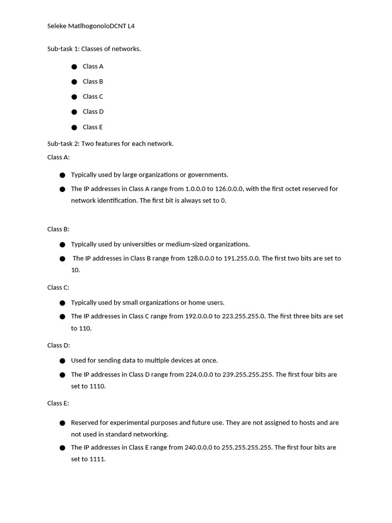Datacom Task 2 | PDF | Computer Network | Ip Address