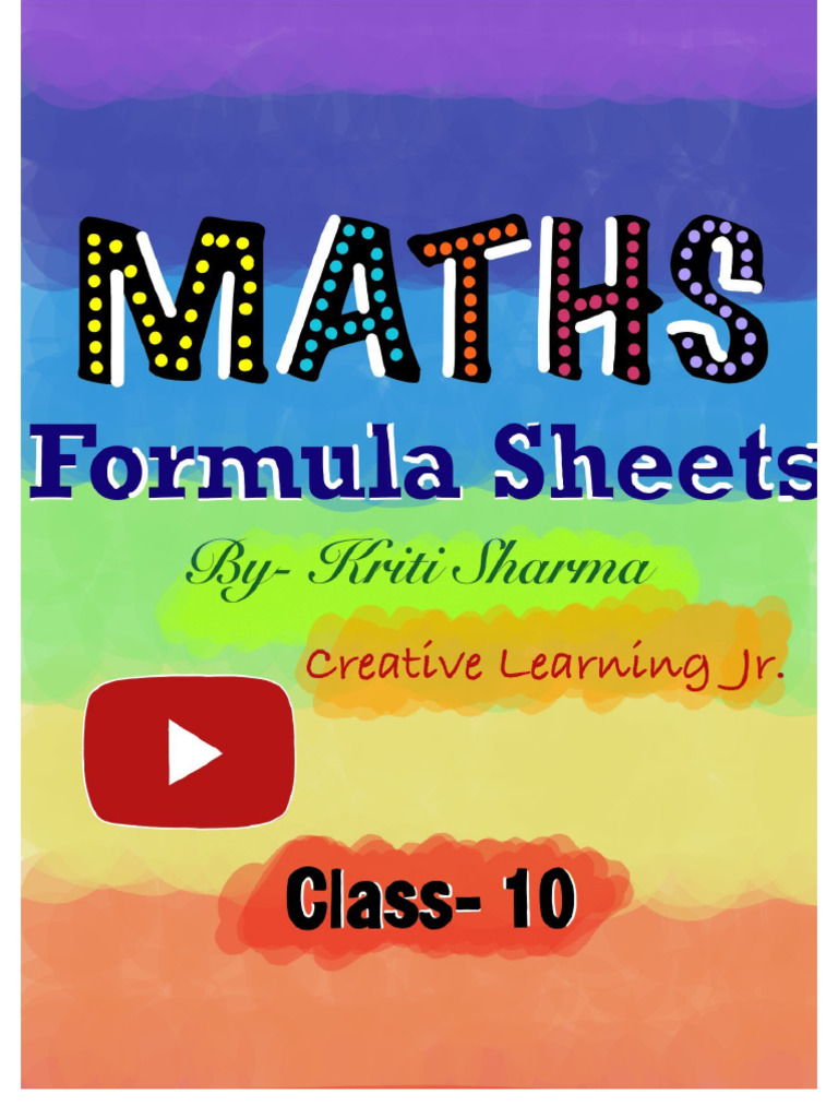 Maths formula sheet | PDF Maths formula sheet | PDF