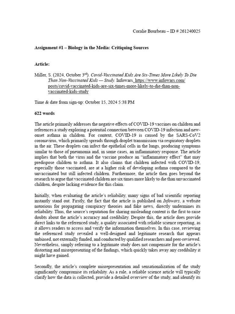biol 115 assignment #1 | PDF | Asthma | Medical Specialties