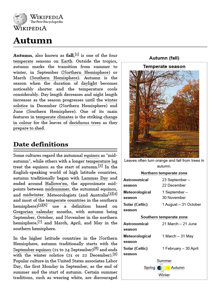Autumn - Wikipedia | PDF | Autumn