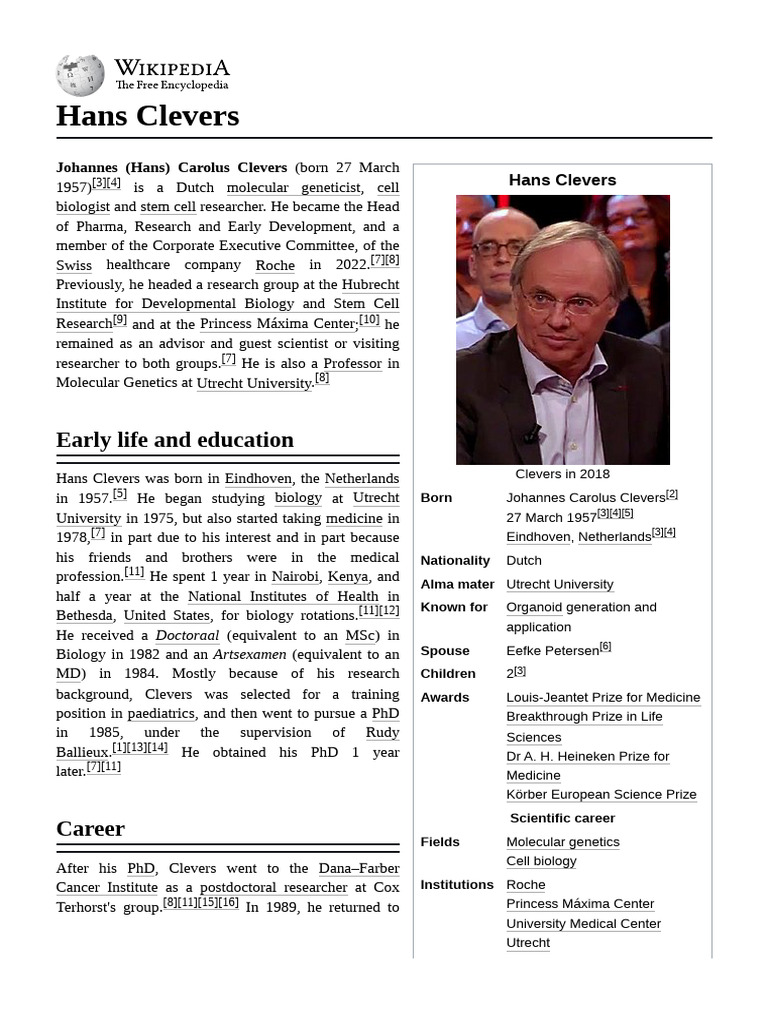 Hans_Clevers | PDF | Life Sciences | Health Sciences