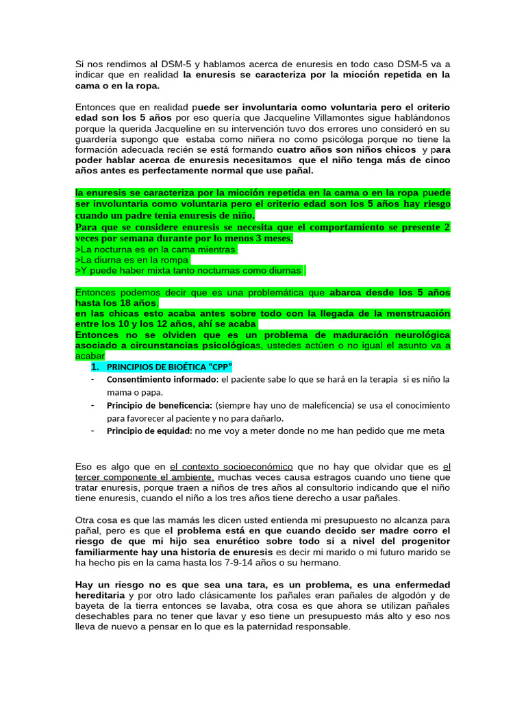 Clase N9 Hurtado Clinica2 | PDF | Orina nocturna al dormir | Pensamiento
