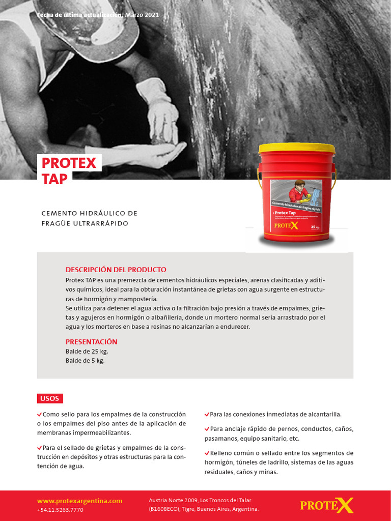 PROTEX-TAP FichaTecnica | PDF | Hormigón | Mortero (Albañilería)