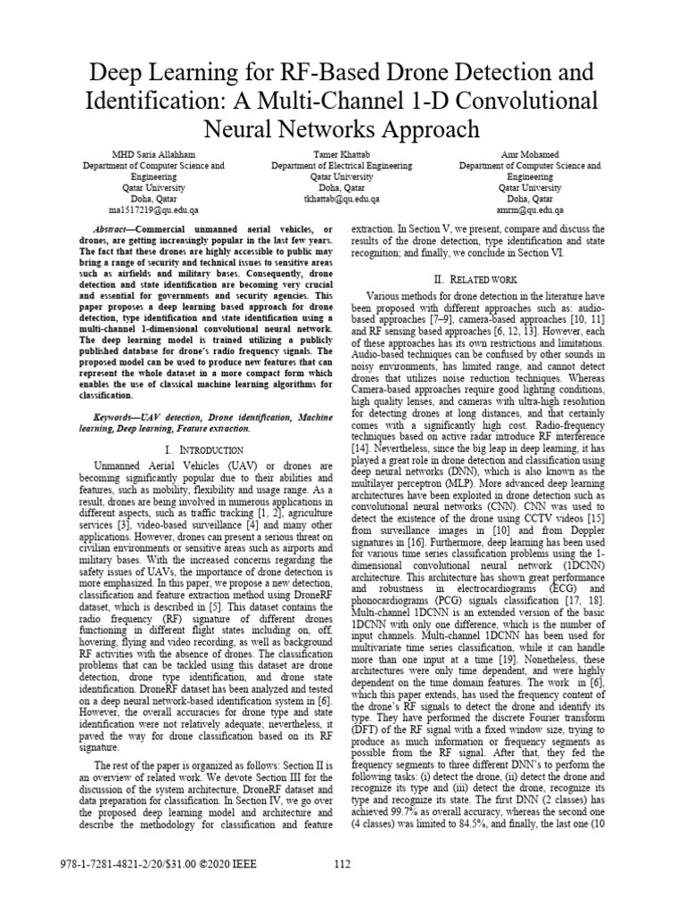 Deep Learning For RF-Based Drone Detection and Identification A Multi-Channel 1-D Convolutional ...