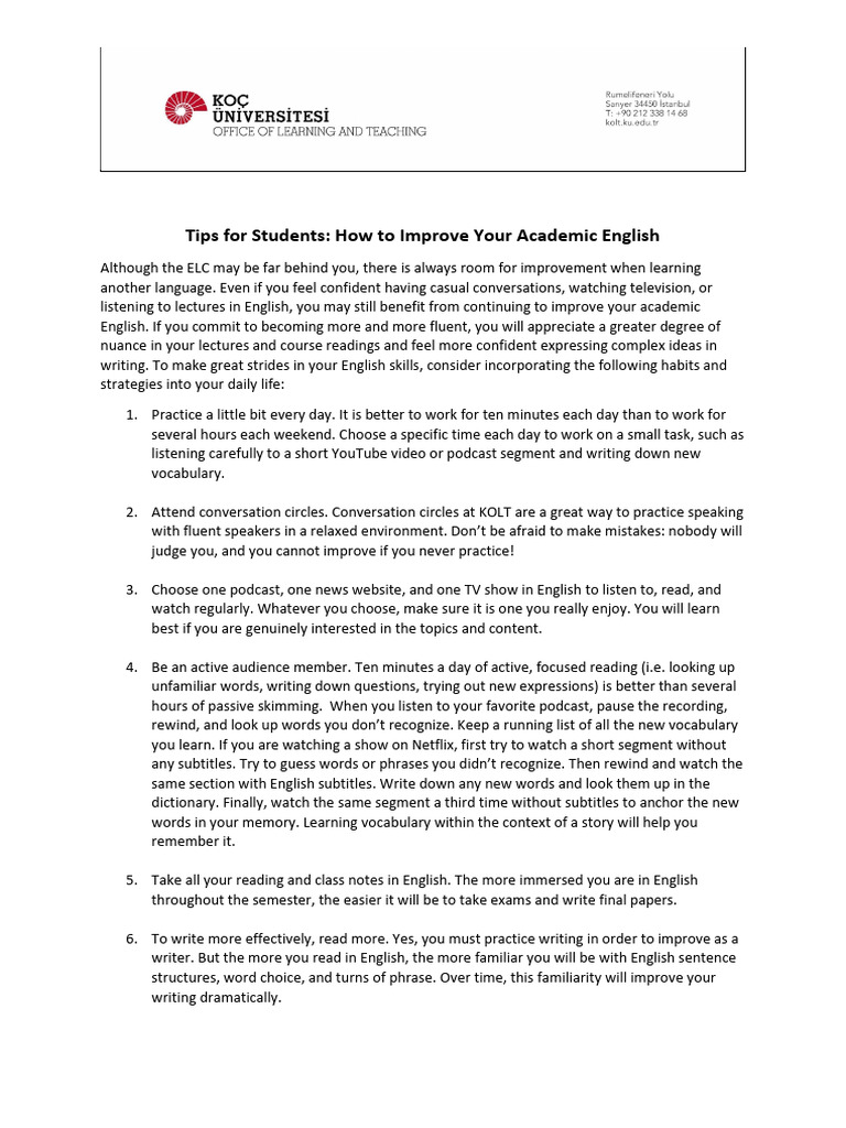 Boost Your Academic English Skills | PDF | English Language | Vocabulary