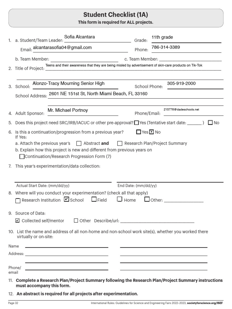 1A Student Checklist | PDF | Risk | Risk Assessment