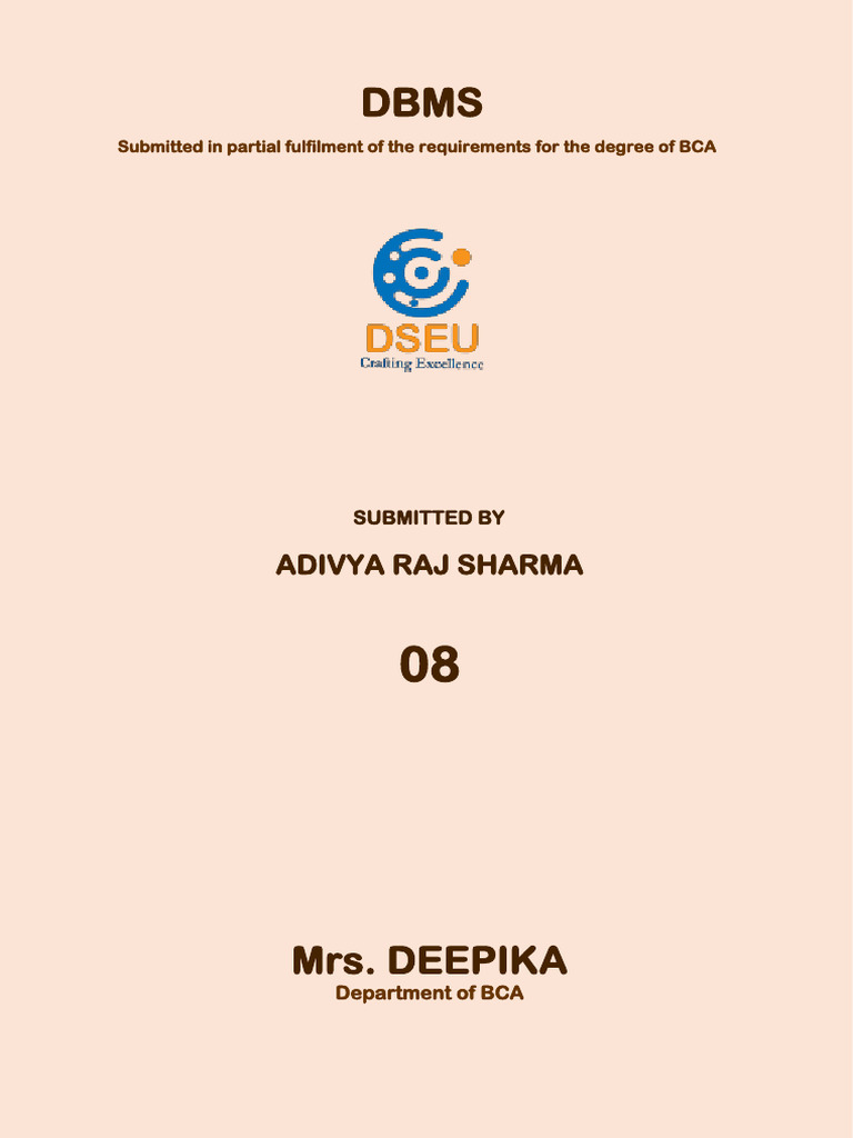 Dbms Practical Adivya 08 | PDF | Table (Database) | Computer Programming