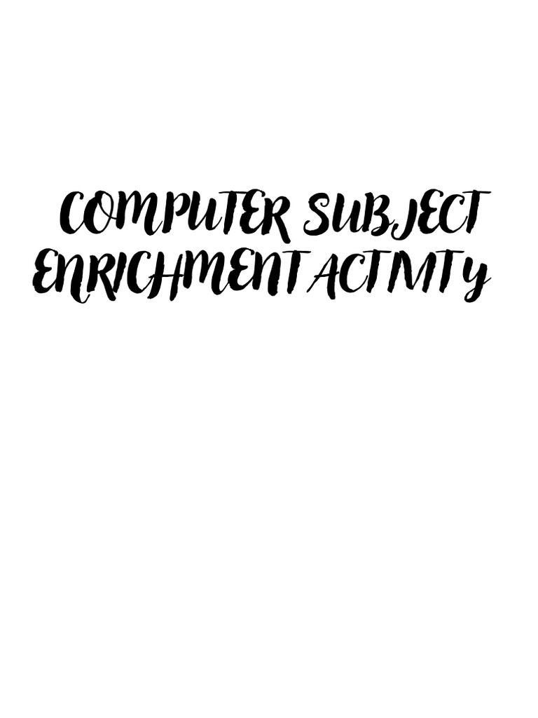 Computer Subject Enrichment Activity | PDF