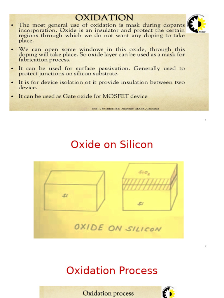 Unit2 Part2 Oxidation VLSI Technology | PDF | Ion | Silicon Dioxide