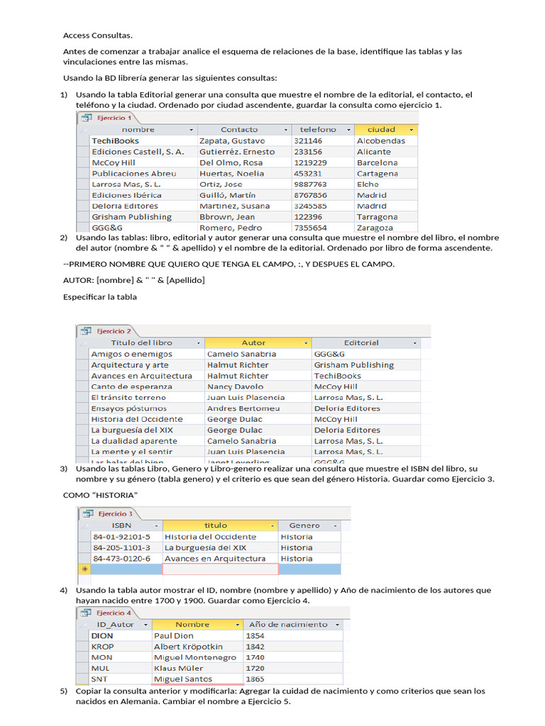 Consultas SQL para Bases de Datos | PDF