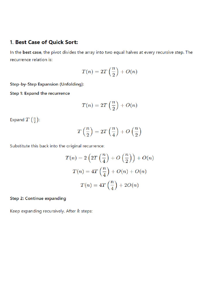Quick Sort Complexity | PDF