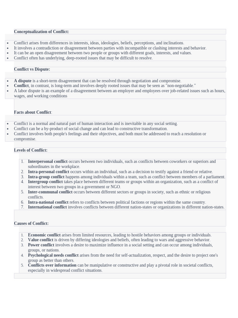 Conceptualization of Conflict Notes | PDF | Mediation | Alternative ...