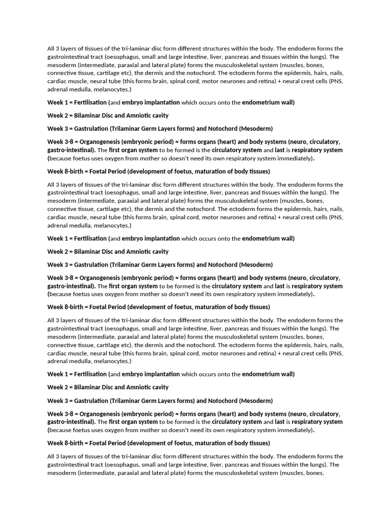 All 3 Layers of Tissues of The Tri | PDF | Morphology (Biology) | Zoology