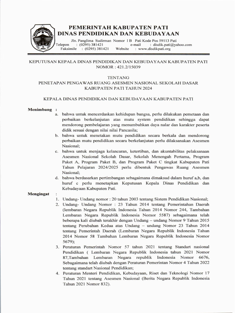 SK Pengawas AN TH 2024 | PDF