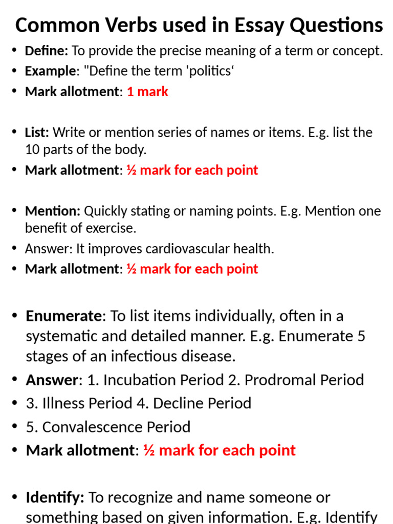 Common Verbs Used in Essay Questions-1 | PDF