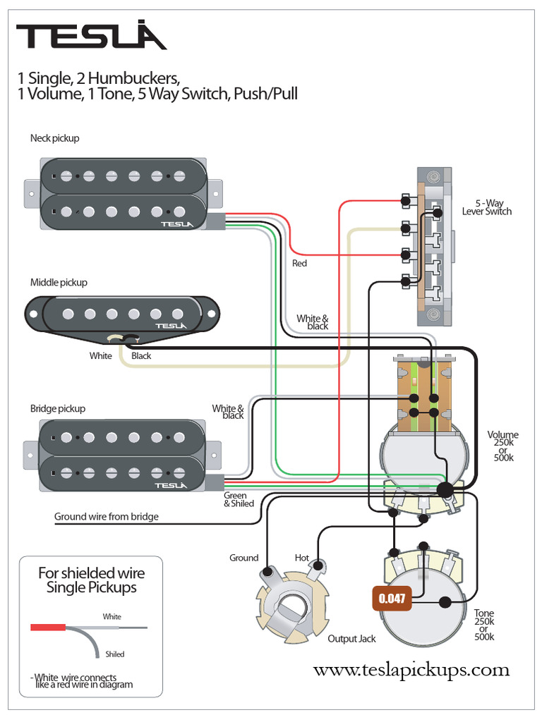 1 Single 2 Humbuckers 1 Volume 1 Tone 5 Way Switch Push - Pull | PDF