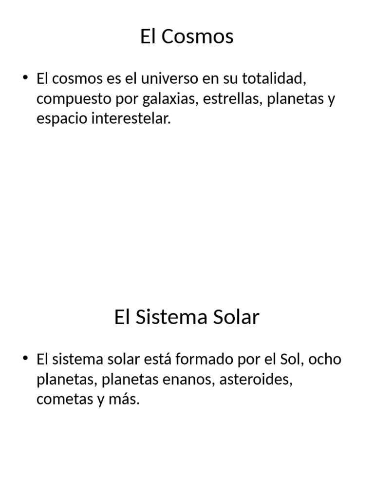 Exploración del Cosmos y Sistema Solar | PDF | Sistema solar | Planetas