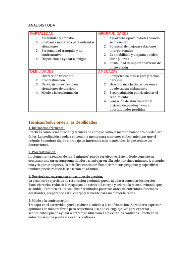 FODA | PDF | Análisis FODA | Temor