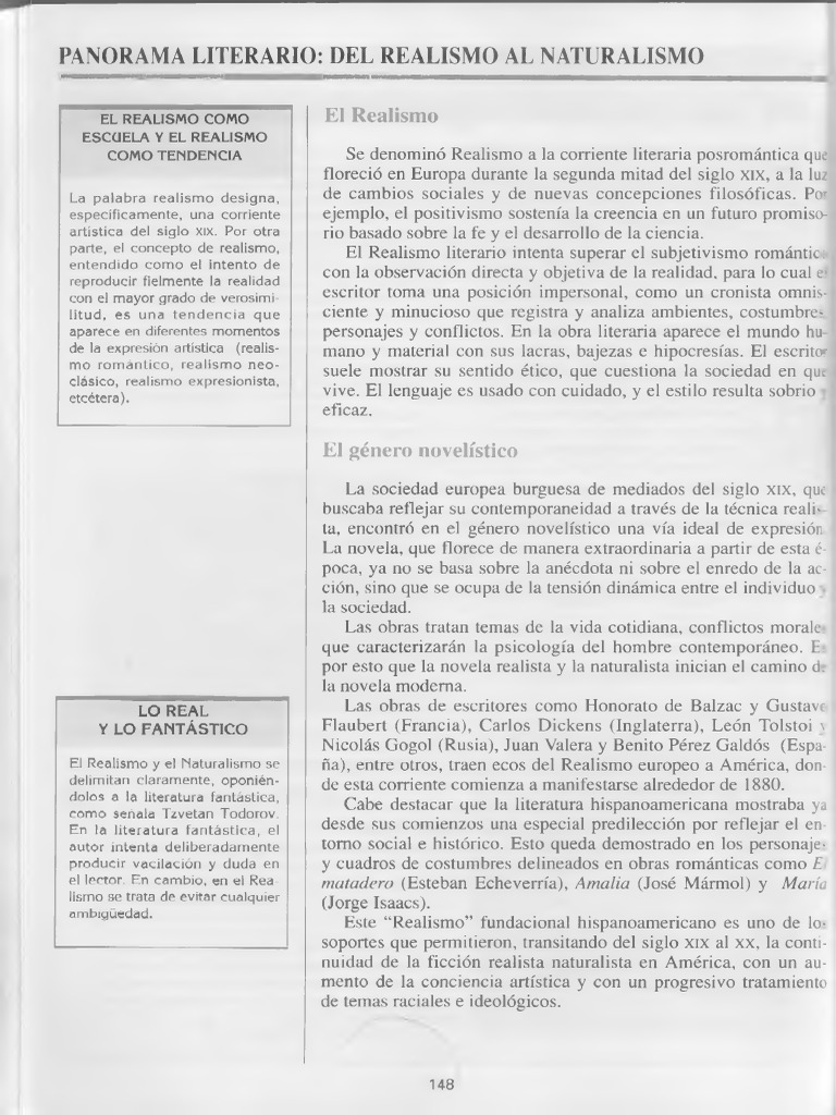 Realismo y Naturalismo Literario | PDF | Realismo literario | Novelas