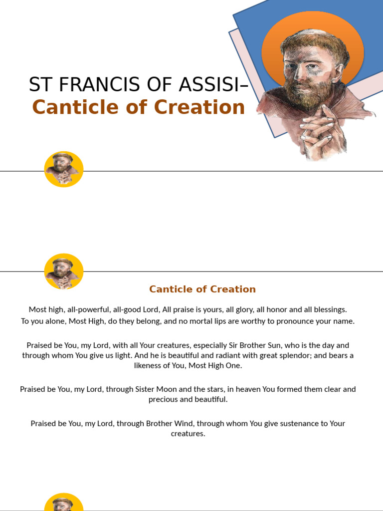 ST FRANCIS OF ASSISI Canticle of Creation | PDF | Religious Belief And ...