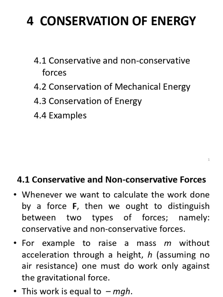 4 Chapter Four - Conservation of Energy | PDF | Force | Friction