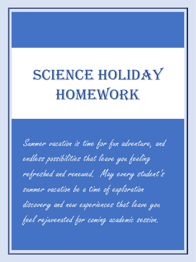 Science Holiday Homework | PDF | Trigonometric Functions