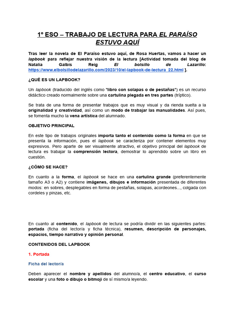 Lapbook sobre "El Paraíso Estuvo Aquí" | PDF | Libros | Sicología