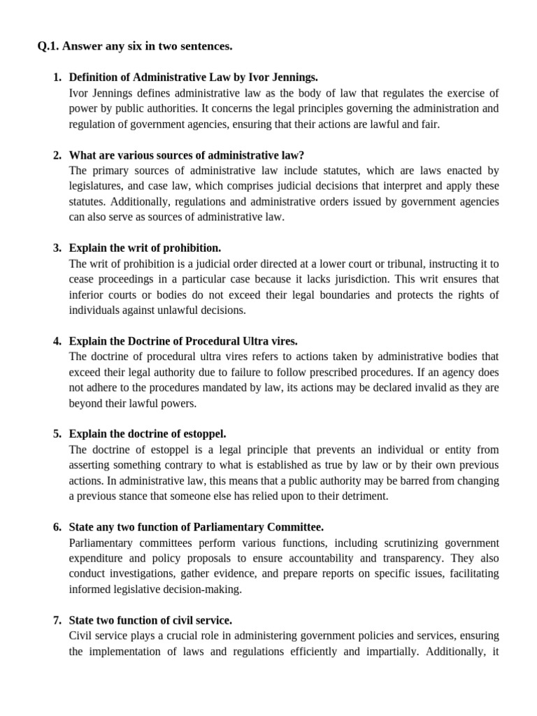 Adm Law (Paper Solutions) | PDF | Administrative Law | Corporations