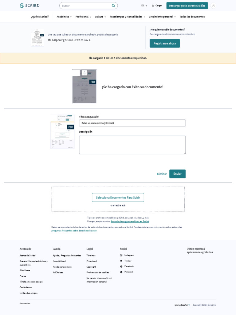 Suba un documento | Scribd | PDF | Scribd