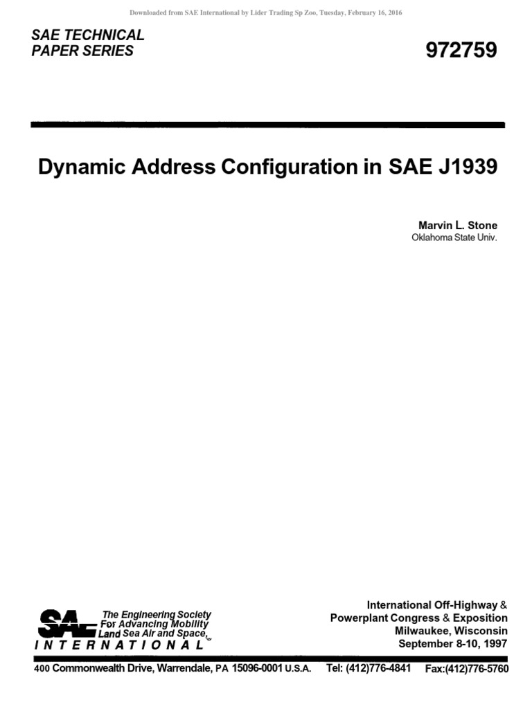972759 - Dynamic Address Configuration in SAE J1939 | PDF | Computer Network | Multiplexing