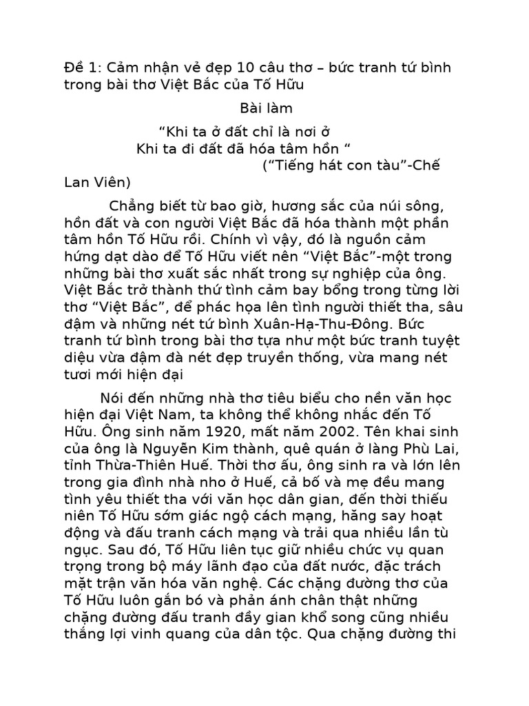 BTVN Tây Tiến - Quang Duy | PDF