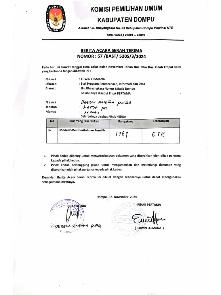 Ba Serah Terima c6 | PDF