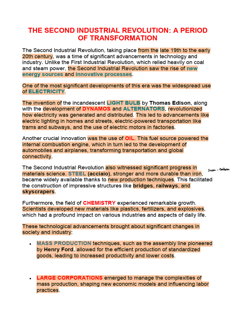 Second Industrial Revolution Overview | PDF | Industrial Revolution ...
