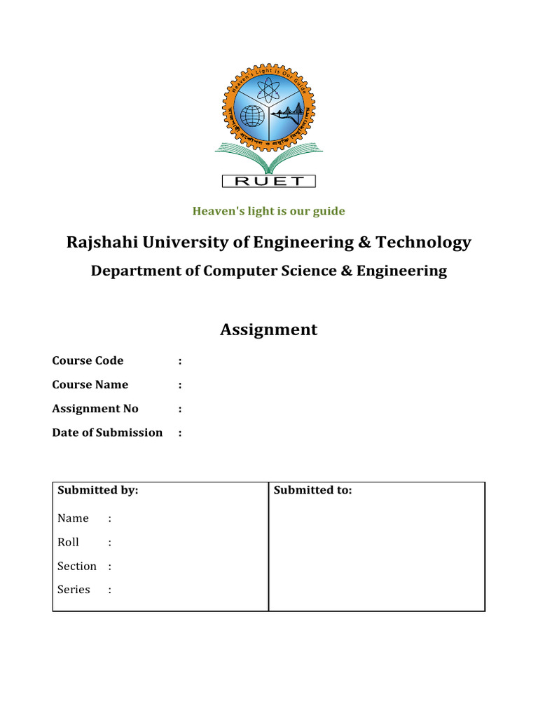 CSE Assignment Cover Page | PDF CSE Assignment Cover Page | PDF