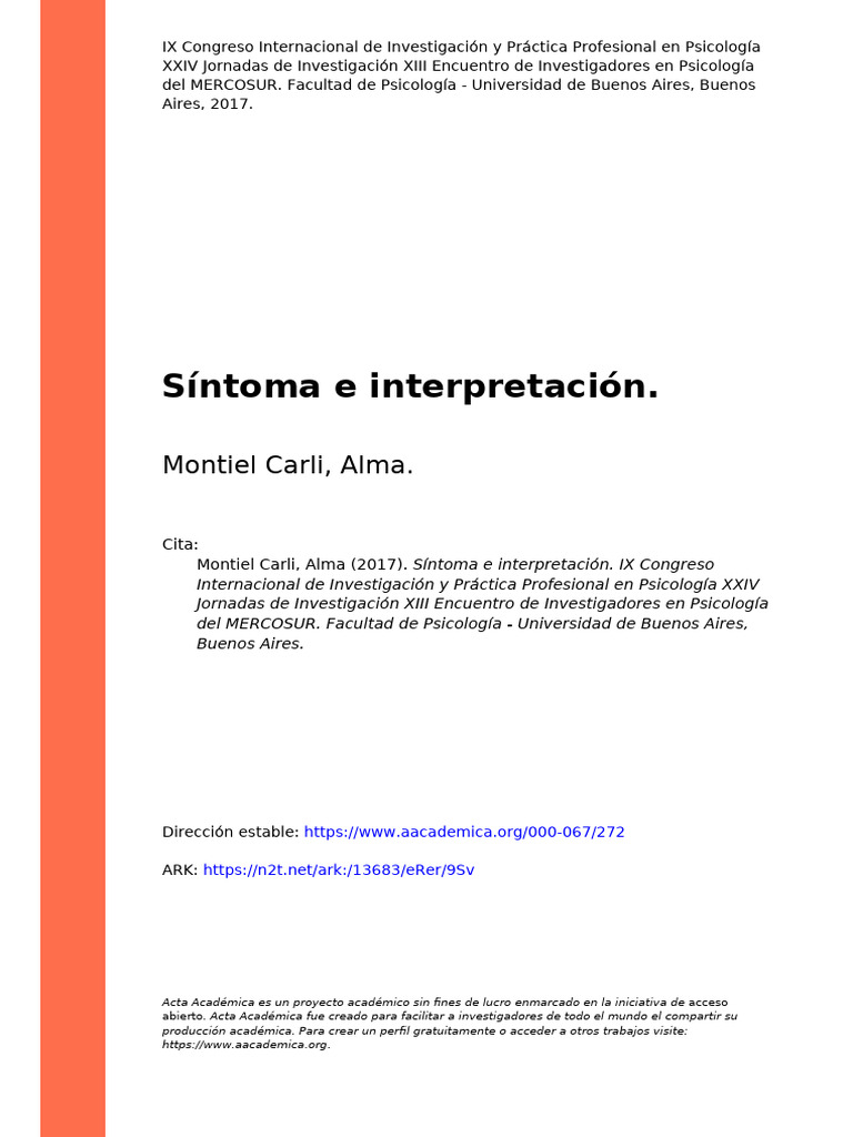 Montiel Carli, Alma (2017) - Síntoma e Interpretación | PDF | Jacques ...