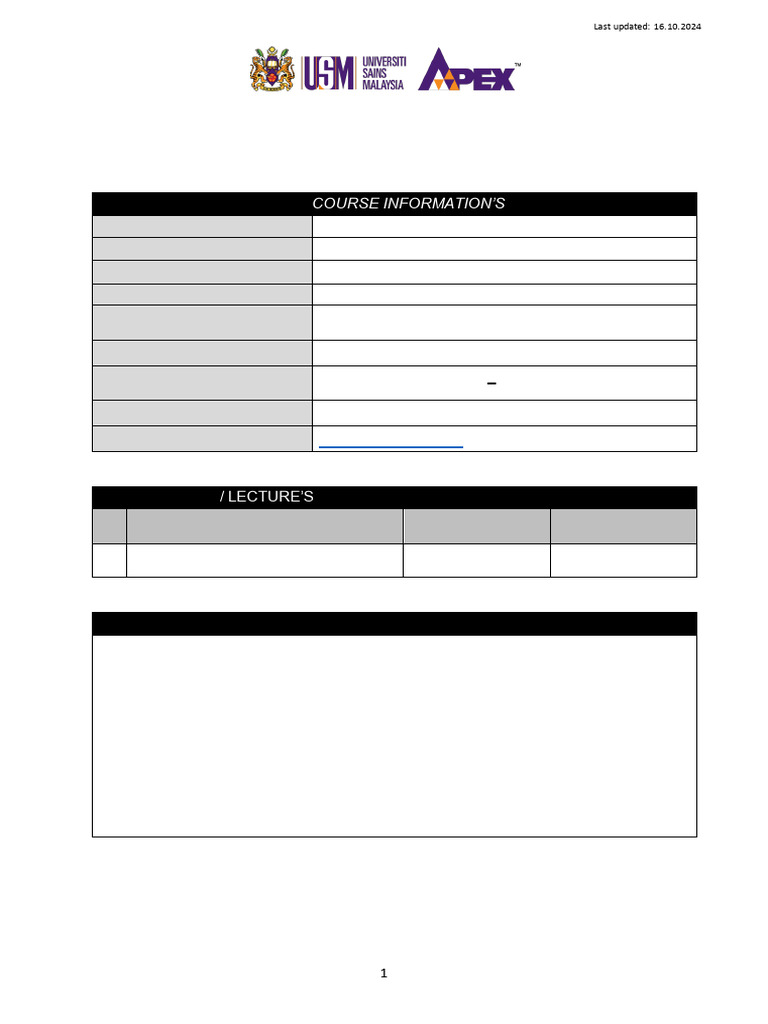 Teaching Plan Atw101 Introduction To Management - Sem1 - 20242025 | PDF | Evaluation Methods ...