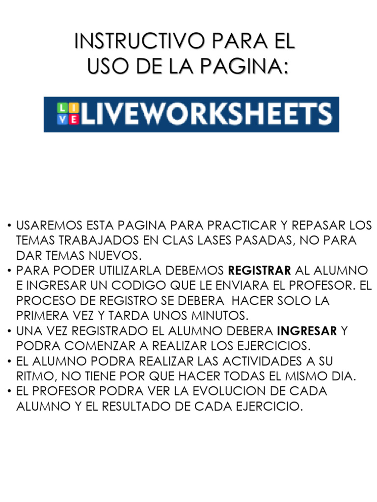 Instructivo Liveworksheets | PDF