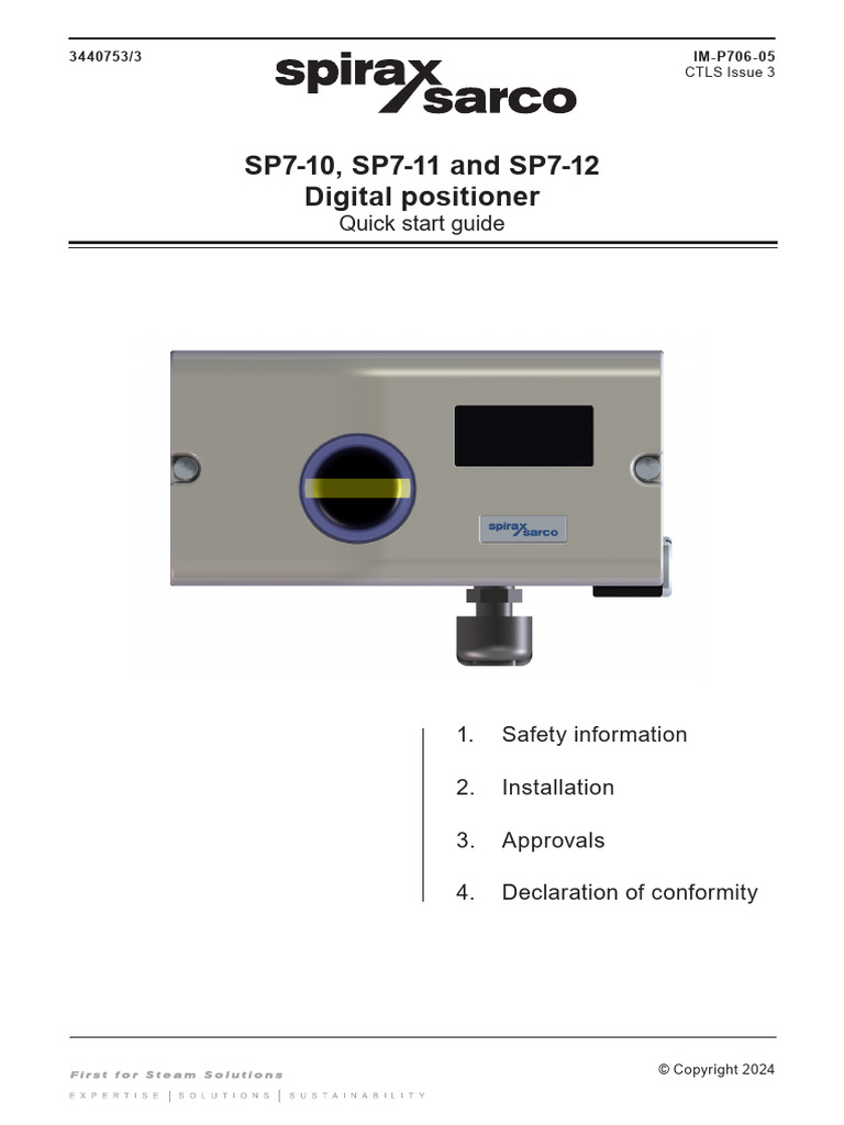 SP7-10, SP7-11 and SP7-12 Digital Positioner: Quick Start Guide | PDF | Valve | Screw