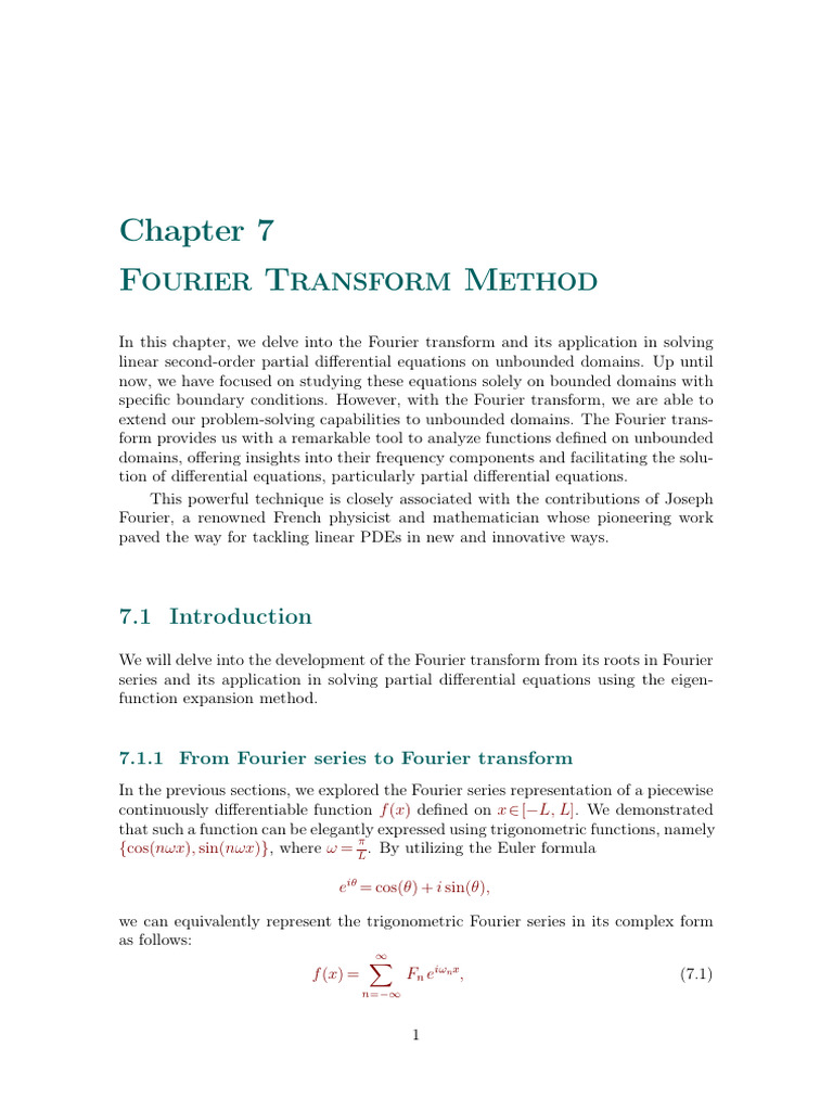 chapter-7pde | PDF | Fourier Series | Fourier Transform