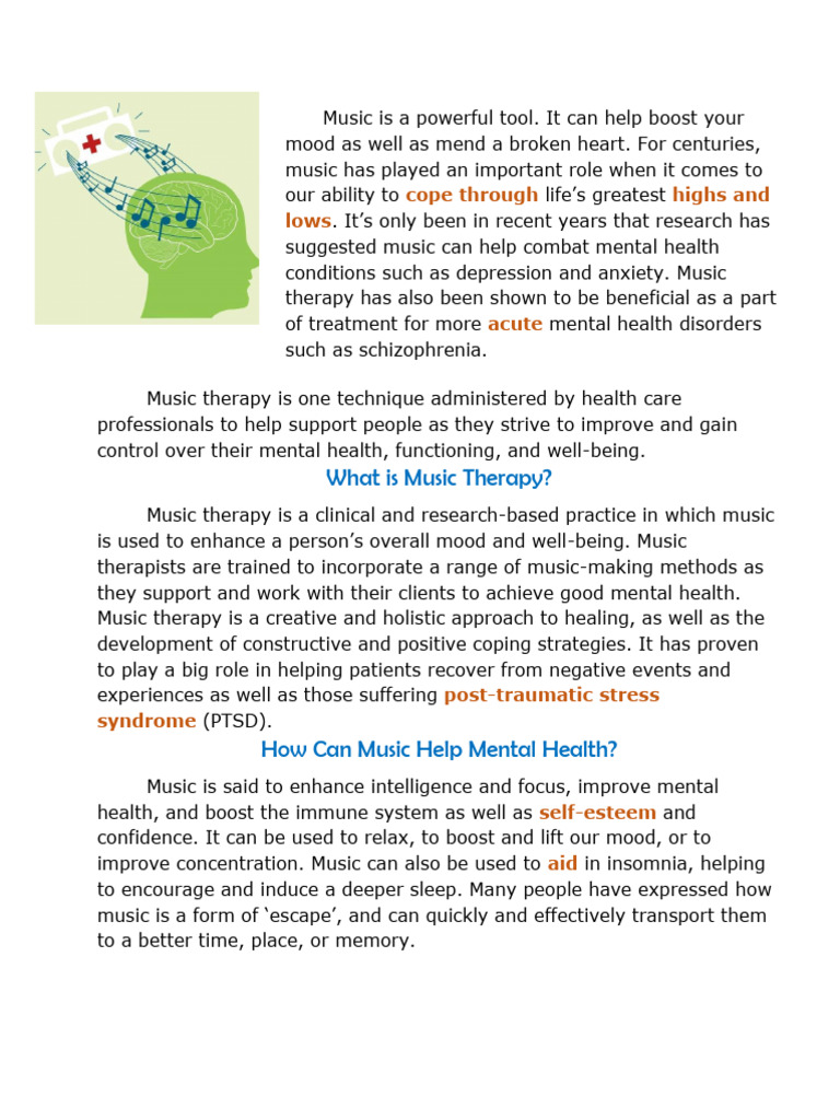 6 Ways Music Helps Mental Health (1) | PDF | Mental Health | Mood Disorders