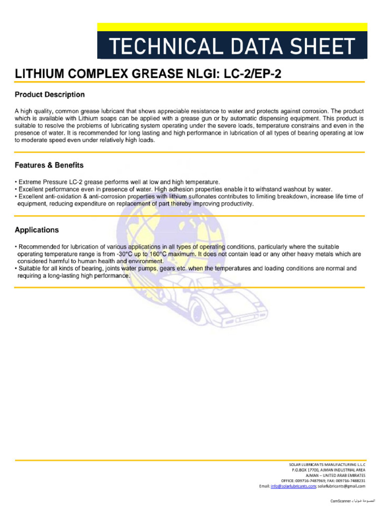 LITHIUM COMPLEX GREASE NLGI LC-2 EP-2docx | PDF