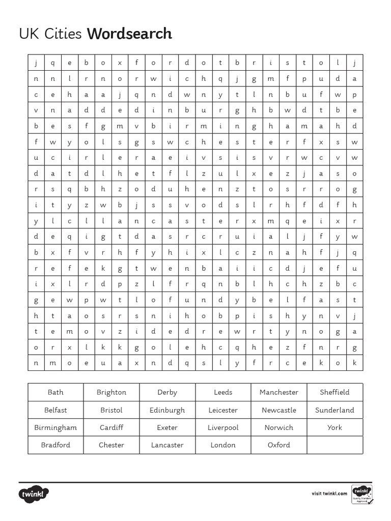 t3 G 129 Uk Cities Word Search Activity Sheet | PDF | Premier League ...