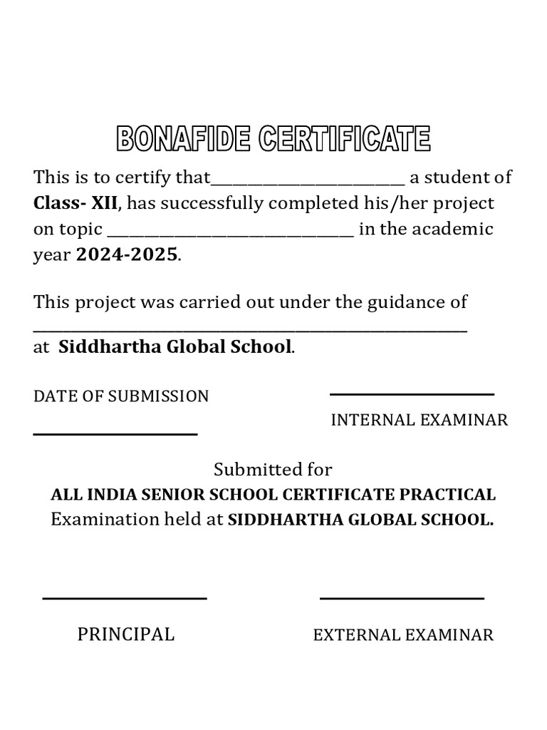 Bonafied Project Certicate | PDF