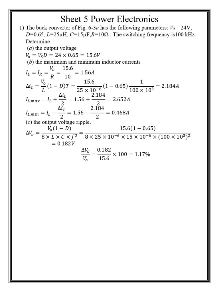 Sheet 5 Power Electronics Part1 | PDF | Power Electronics | Electric Power