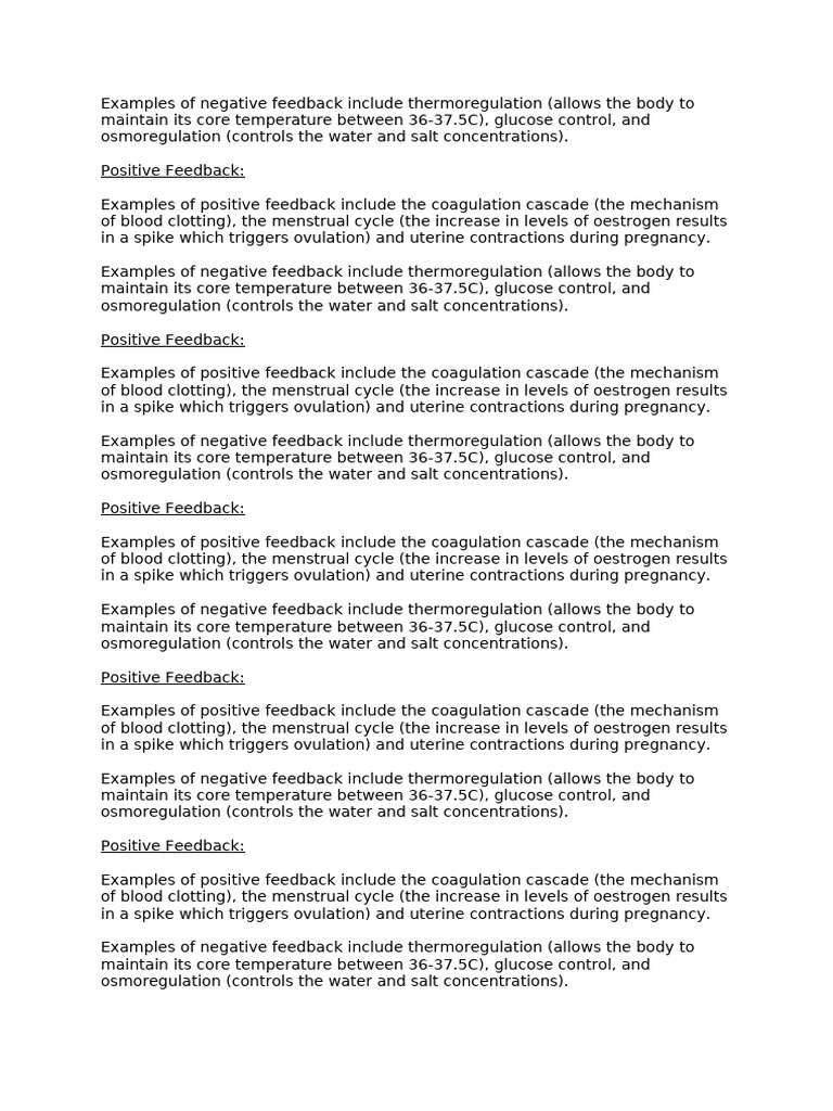 Examples of Negative Feedback Include Thermoregulation | PDF ...