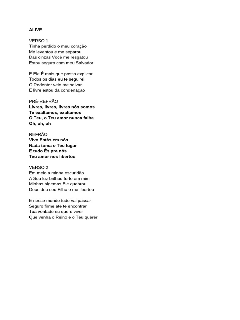 Letra da Música "Alive" | PDF