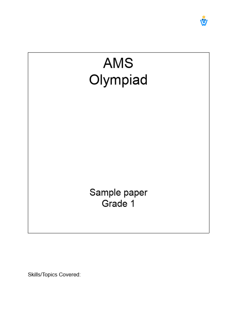 Grade 1 Math Olympiad Sample Paper | PDF