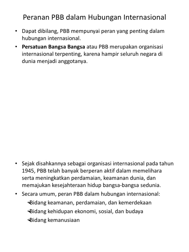 Peranan PBB Dalam Hubungan Internasional | PDF